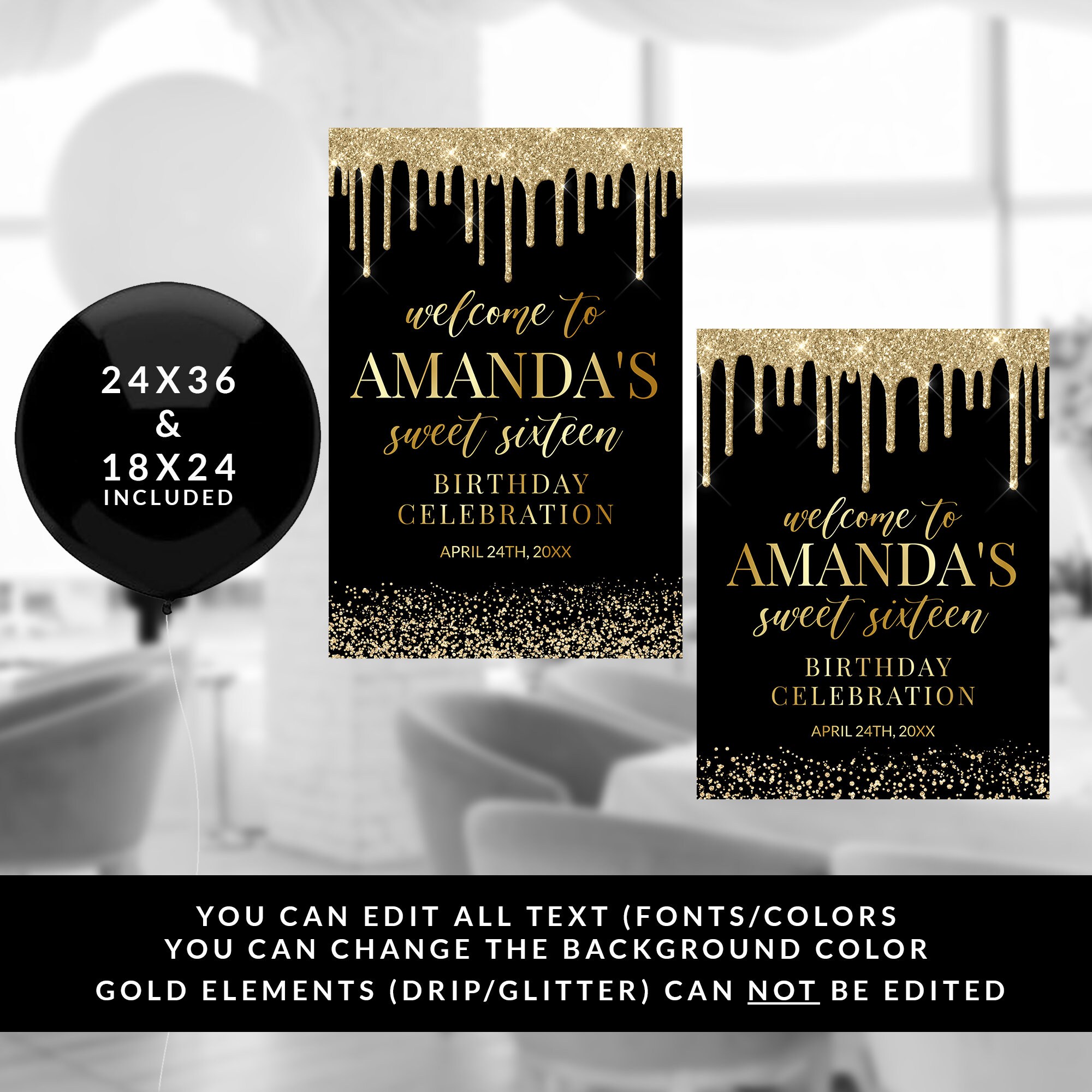 Gold Drip Welcome Sign Glitter Dripping Gold Poster Gold - Etsy