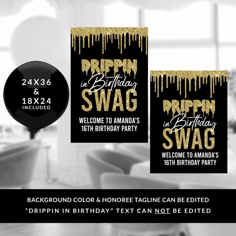 Drippin in Birthday Swag Welcome Sign, Swag 16 Welcome Poster, Birthday ...