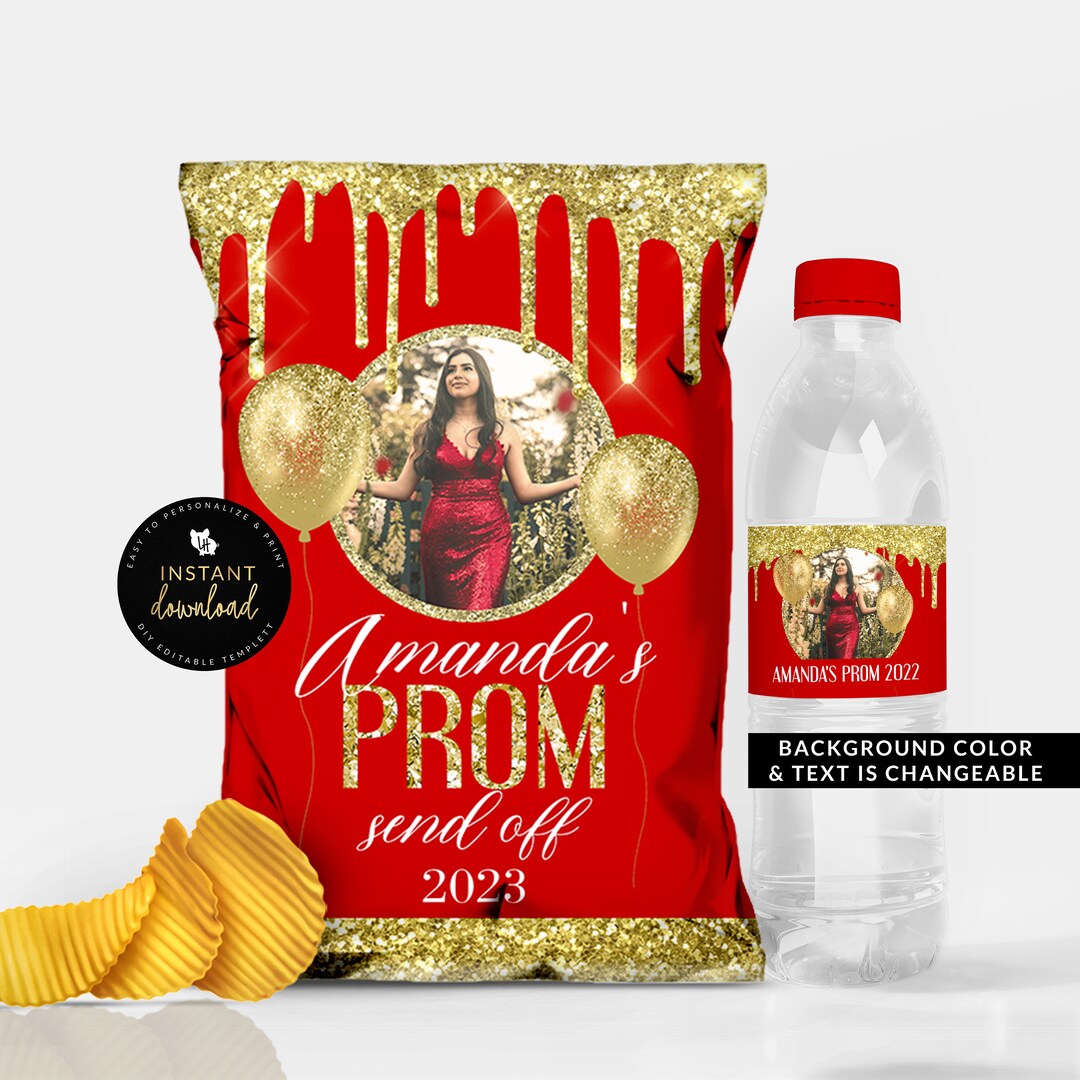Gold Drip Prom Chip Bag, Dripping Gold Water Label, Prom Printable ...
