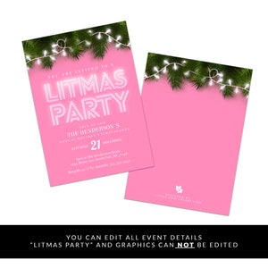 Pink Christmas Party Invite, Litmas Party Invitation, Girls Christmas ...