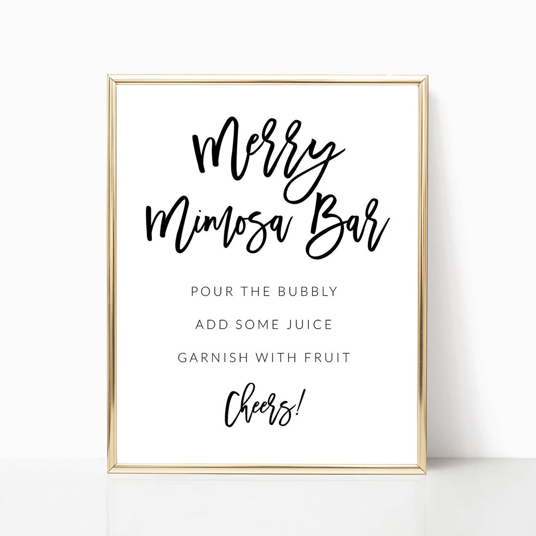 Merry Mimosa Bar Sign, Christmas Mimosa Bar Sign, Merry Mimosa ...