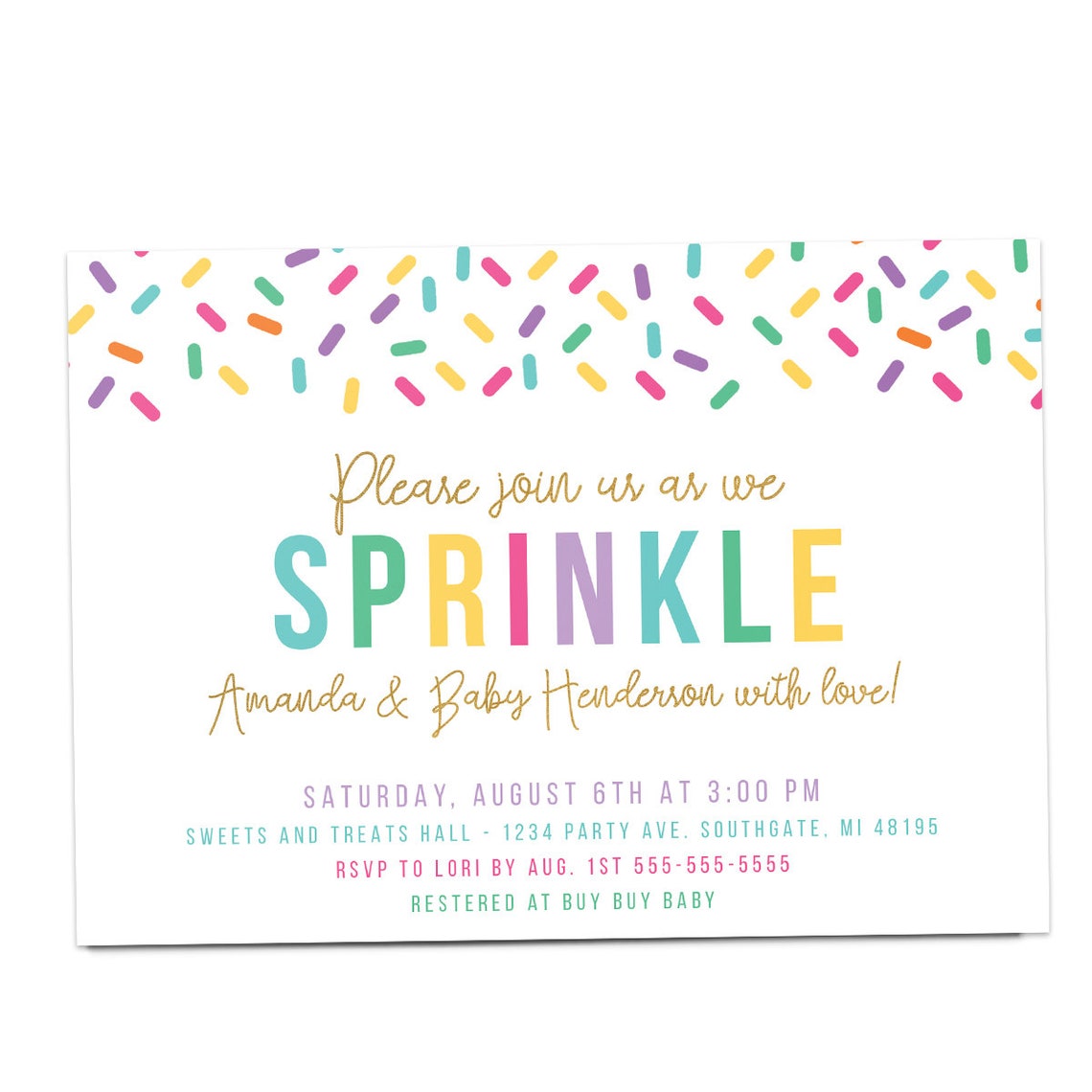 Baby Sprinkle Invitation, Sprinkle Baby Shower Invitation, Rainbow Baby ...