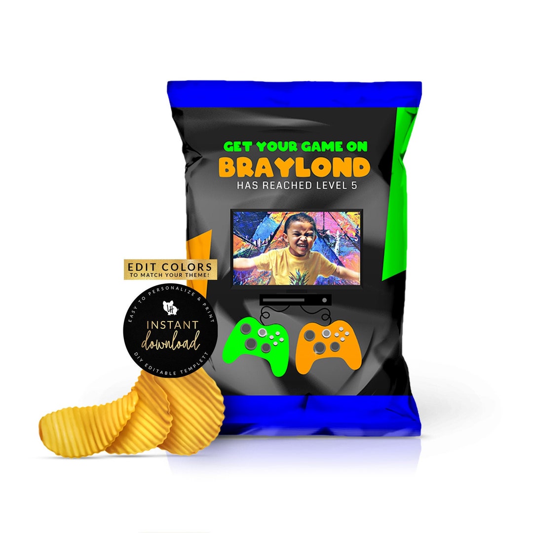 Video Game Party Chip Bag, Video Game Birthday, Gamer Chip Bags, Video ...