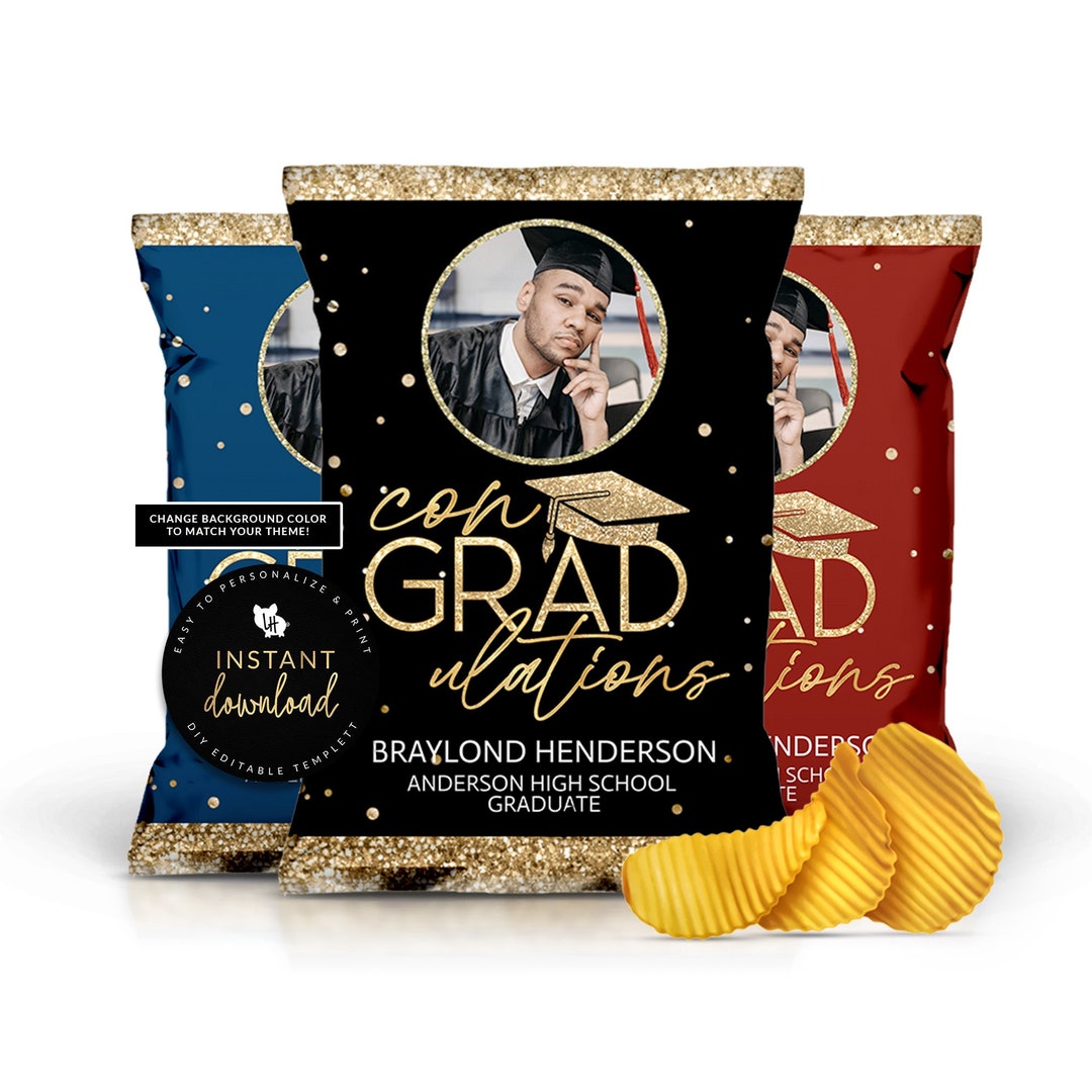 Gold Graduation Chip Bag, Congradulations Chip Bag, Graduation ...