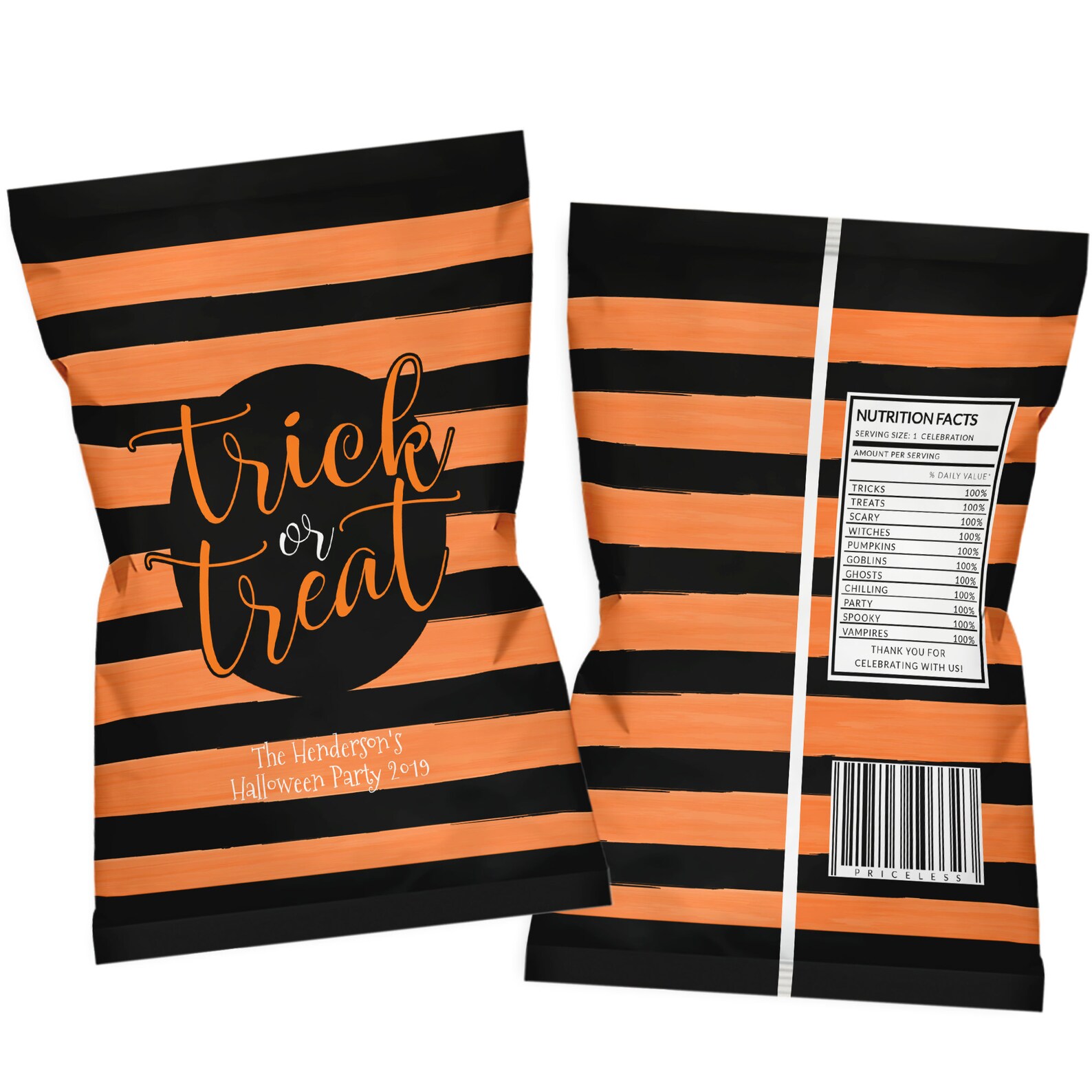 Trick or Treat Printable Snack Bag Halloween Chip Bag - Etsy