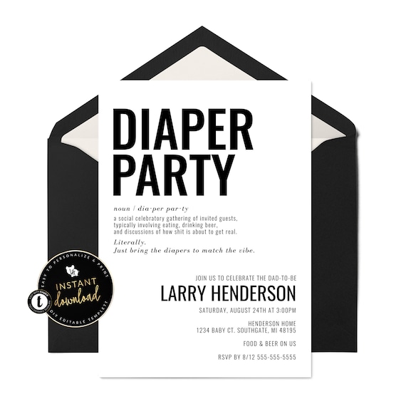 Funny Diaper Party Invitation Diaper Party Definition Invite - Etsy