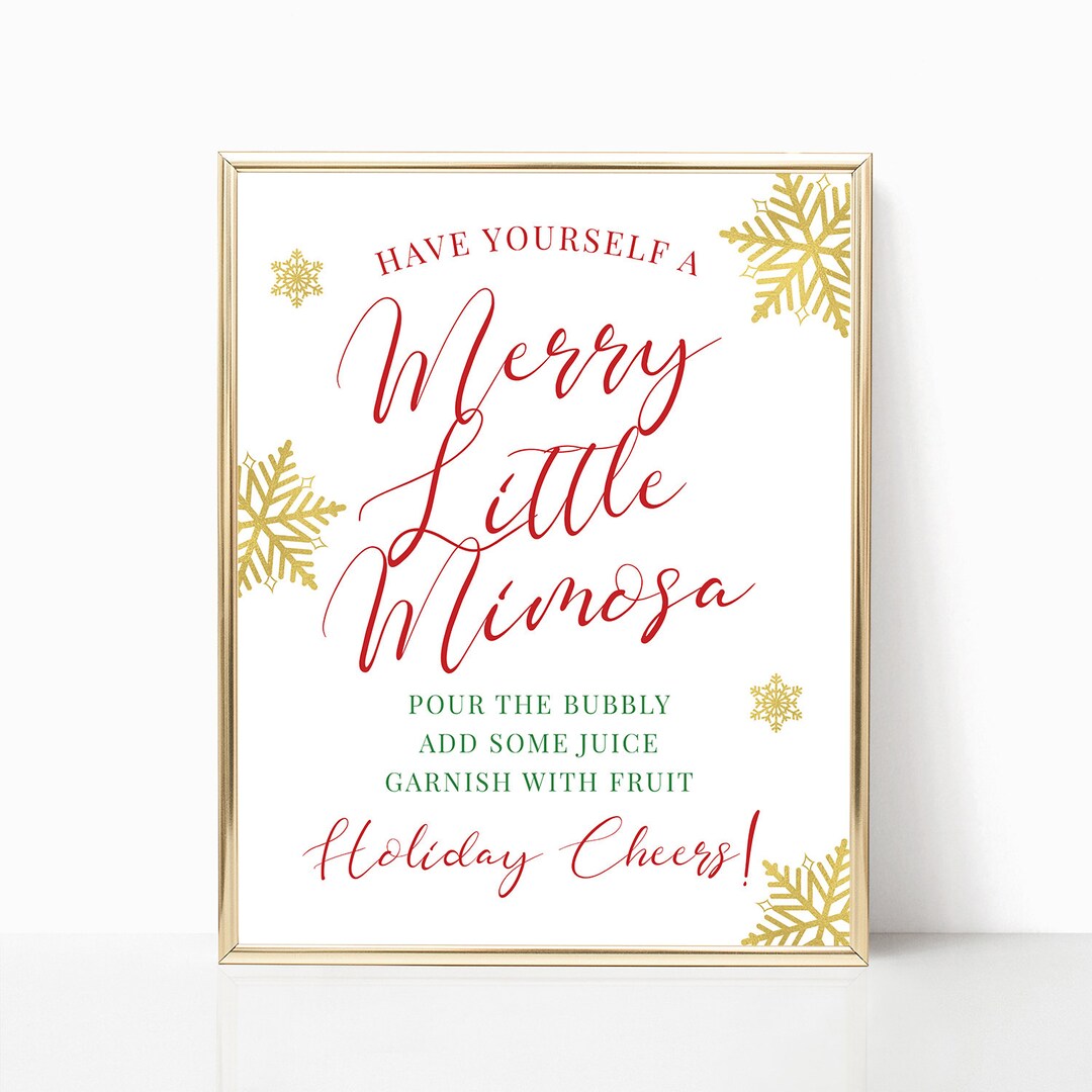 Merry Little Mimosa Sign, Christmas Mimosa Bar Sign, Merry Mimosa ...