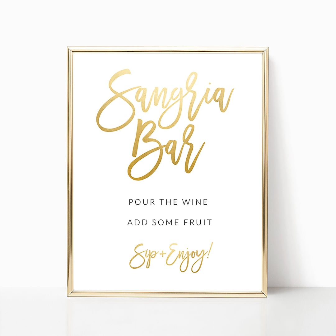 Sangria Bar Sign, Gold Sangria Bar Sign, Sangria Sign, Drink Sign ...