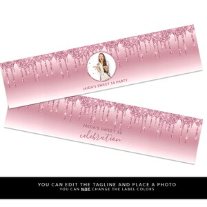 Dripping Pink Water Bottle Labels, Pink Water Label, Pink Birthday ...
