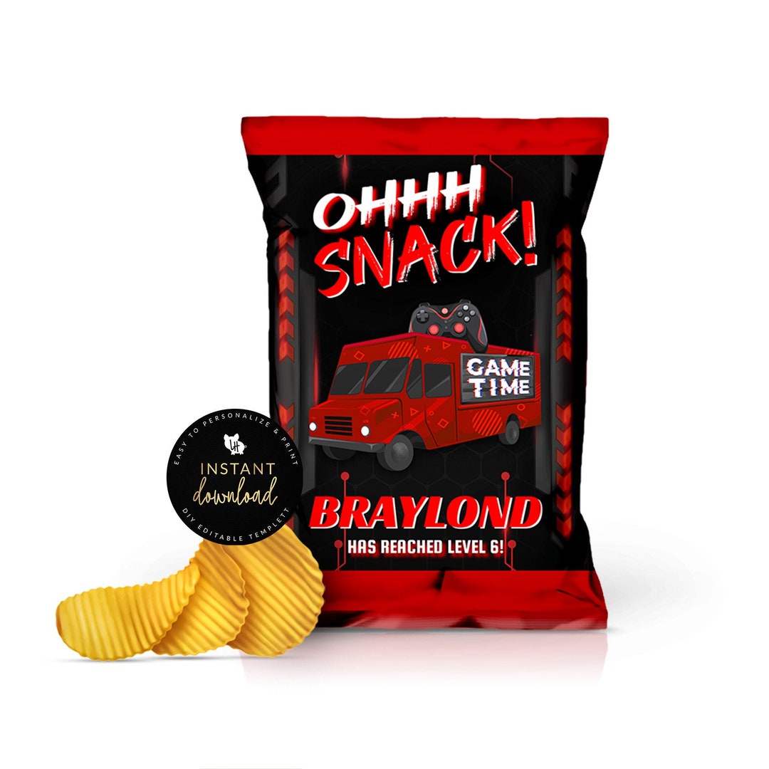 Video Game Truck Chip Bag, Video Game Birthday, Gamer Chip Bags, Video ...