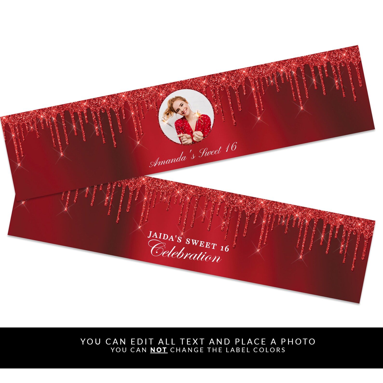 Dripping Red Water Bottle Labels Red Water Bottle Label Red - Etsy