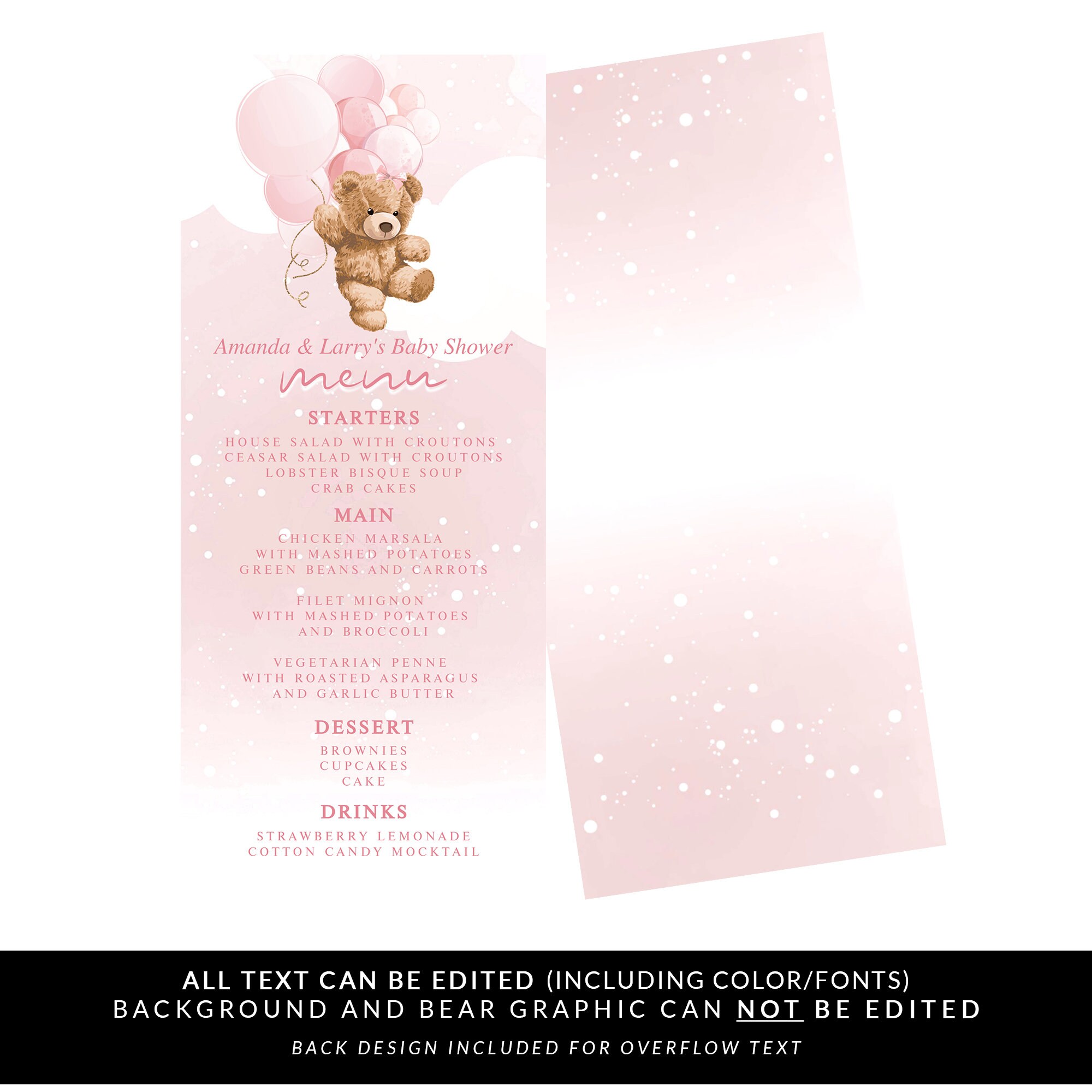 Teddy Bear Baby Shower Menu Card Pink Teddy Bear Menu We Can - Etsy Teddy Bear Baby Shower Menu Card Pink Teddy Bear Menu We Can - Etsy