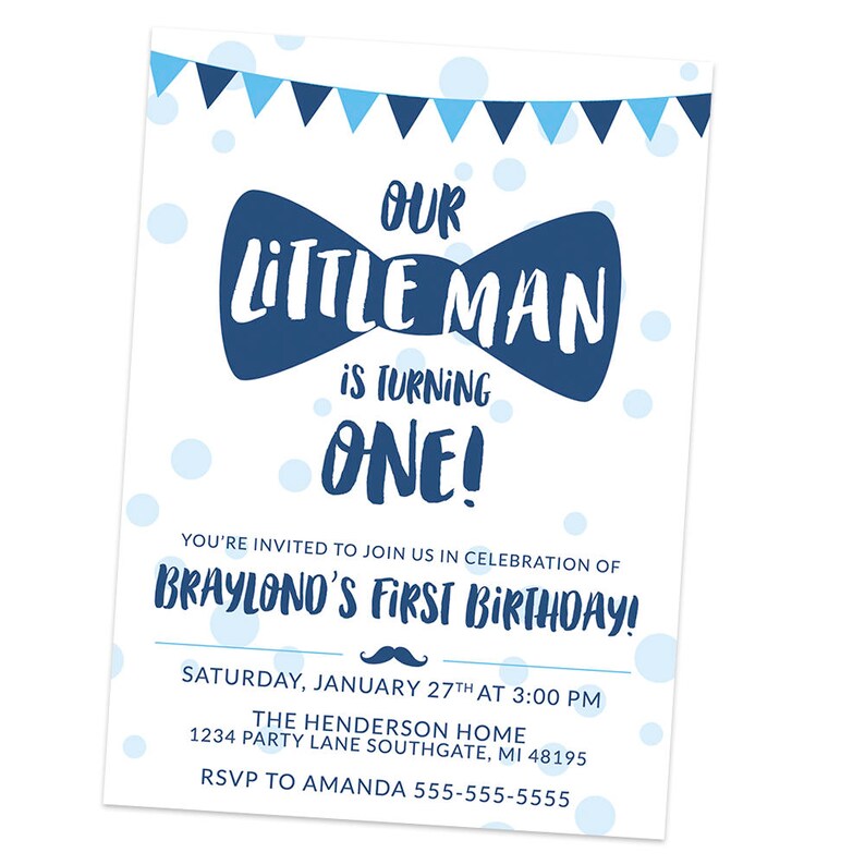 Little Man Birthday Invite, Bow Tie Birthday, Little Man Theme ...