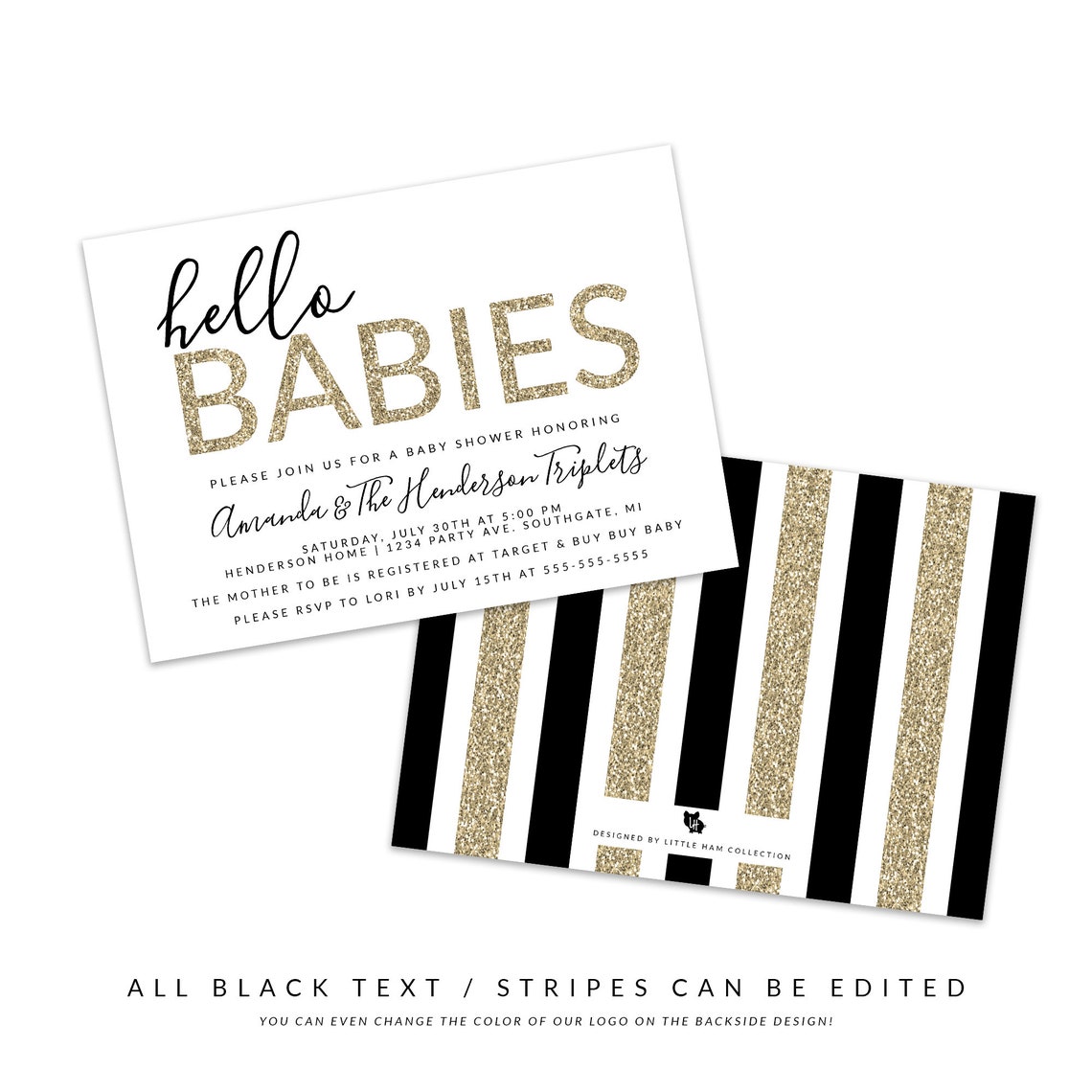 Hello Babies Baby Shower Invitation, Multiples Baby Shower Invitation ...