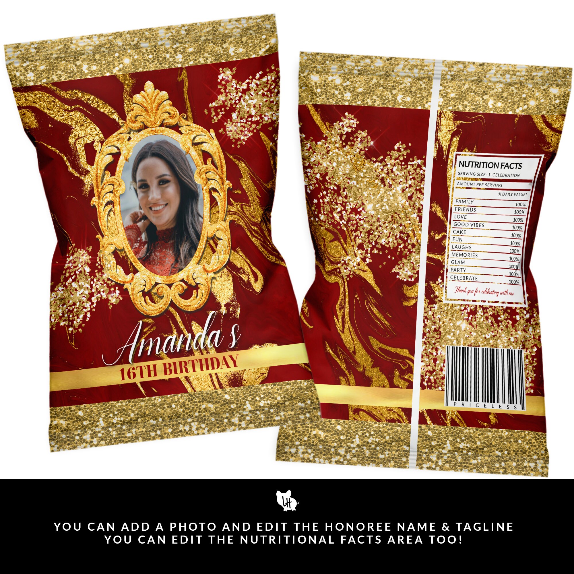 Red and Gold Marble Chip Bag Red and Gold Chip Bag Red and - Etsy