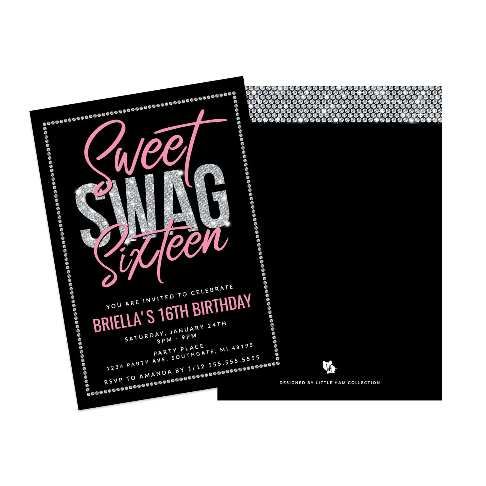 Sweet Swag Sixteen Invitation Swag 16 Party Sweet 16 Bling - Etsy
