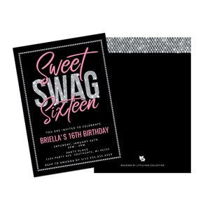 Sweet Swag Sixteen Invitation, Swag 16 Party, Sweet 16, Bling Sweet ...