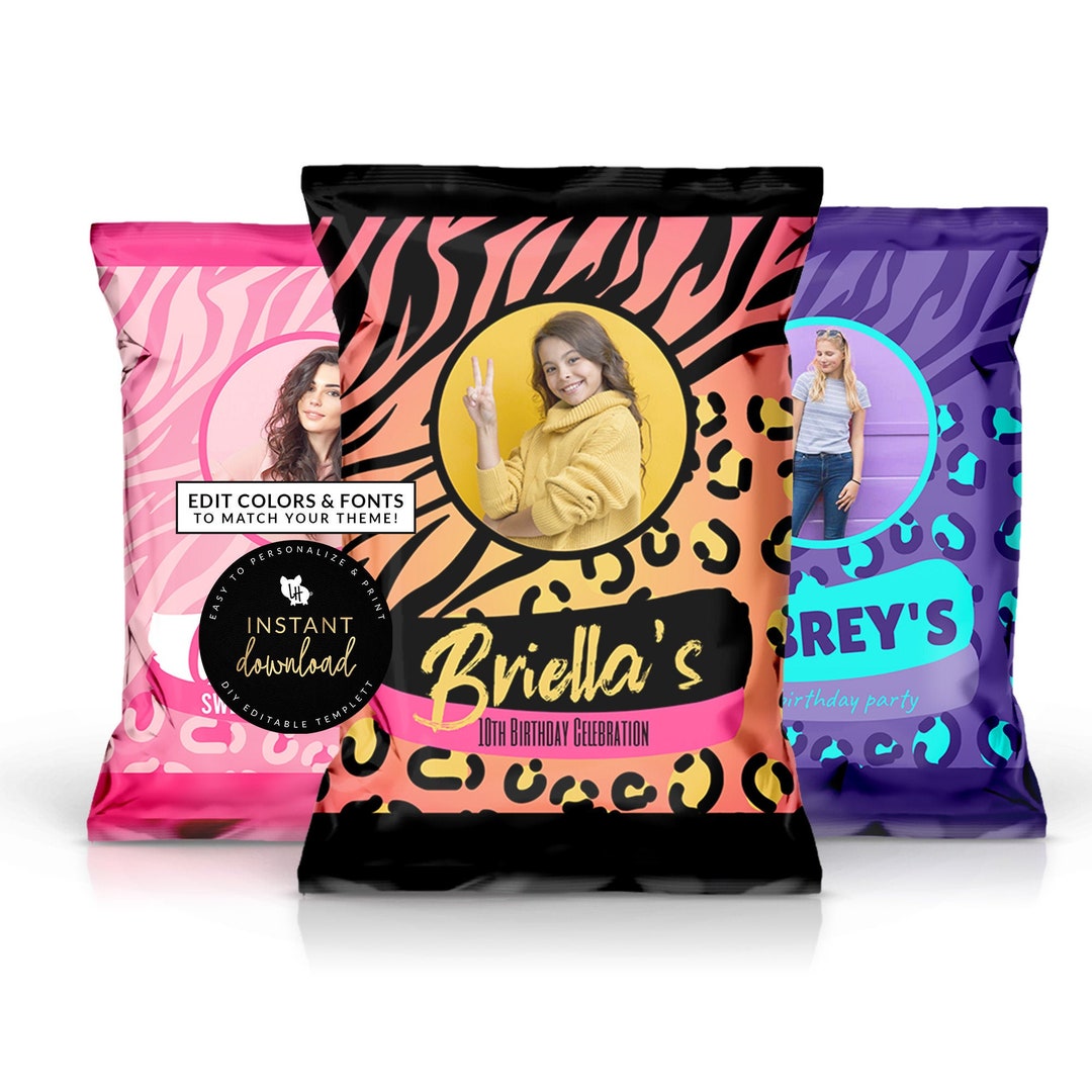 Animal Print Chip Bag, Leopard Print Chip Bag, Zebra Print Chip Bag ...