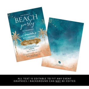 Beach Party Invitation, Beach Invite, Beachy Invitation, Printable ...