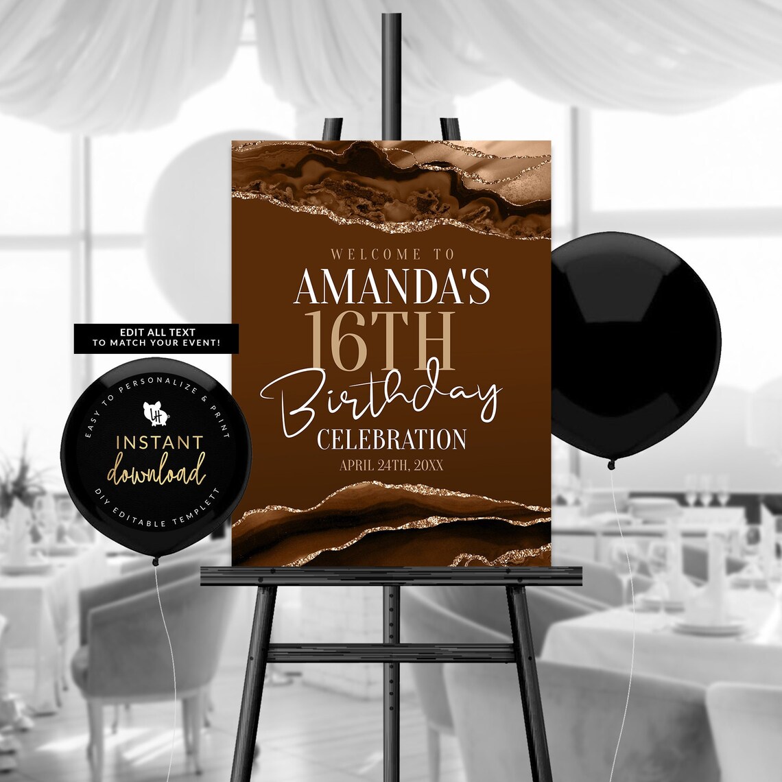 Brown Welcome Sign Brown Agate Welcome Poster Neutral Color | Etsy