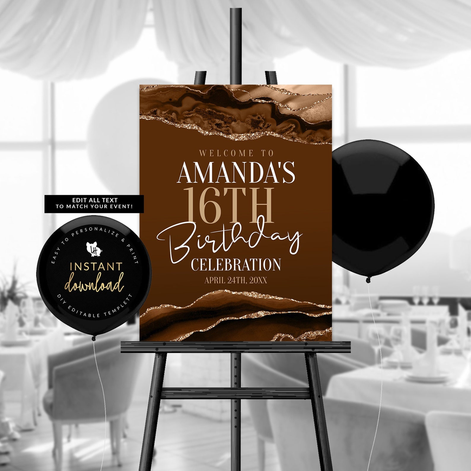 Brown Welcome Sign Brown Agate Welcome Poster Neutral Color - Etsy