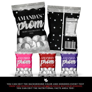 Prom Chip Bag, Silver Prom Chip Bag, Prom Send off Chip Bag, Prom Chips ...