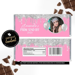 Silver Candy Bar Label, Silver Prom Candy Label, Printable Candy Bar ...