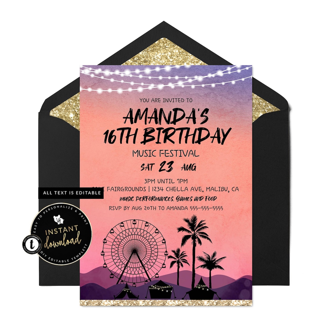 Music Festival Invitation Festival Birthday Invite Music - Etsy