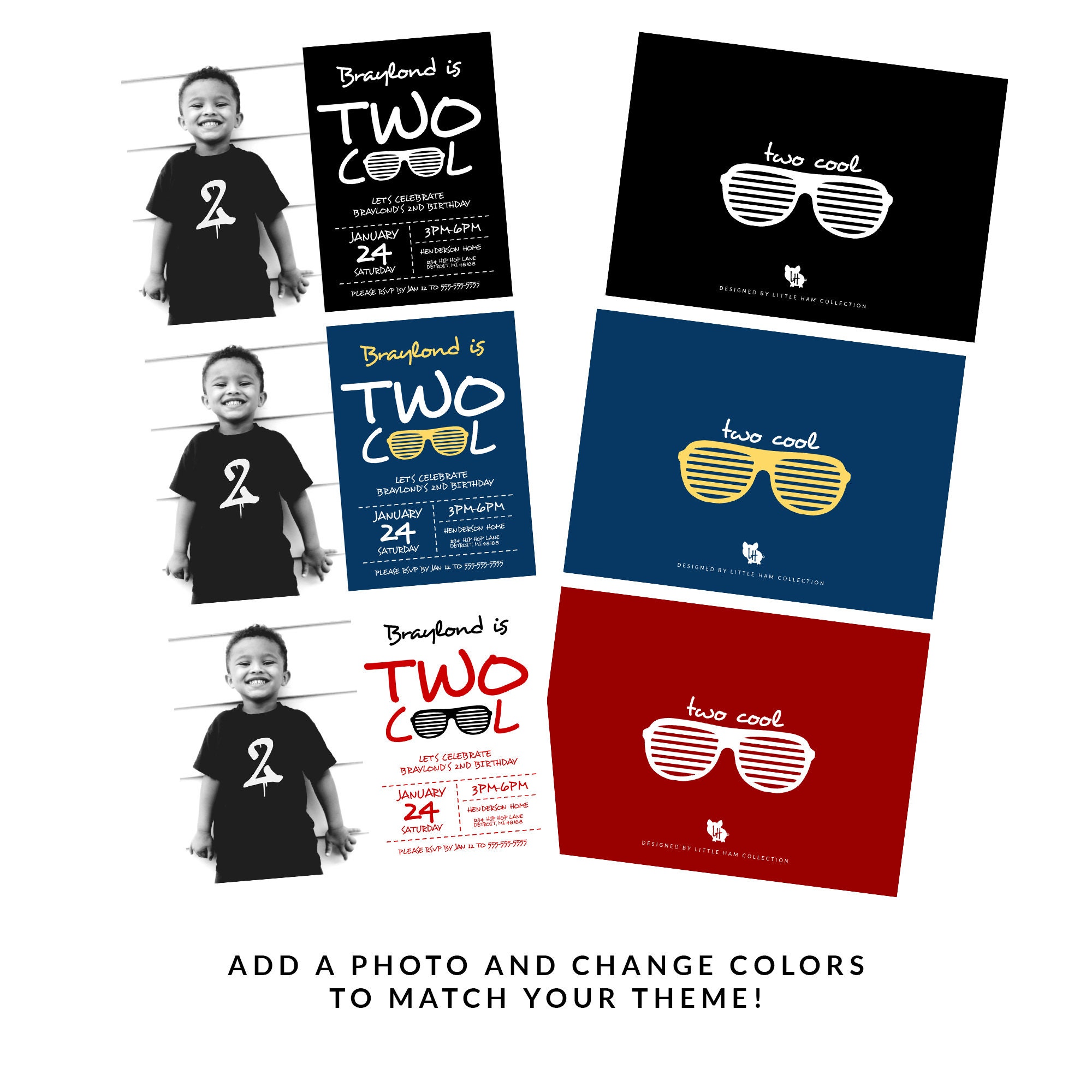 Two Cool Birthday Photo Invitation Two Cool Birthday Invite - Etsy