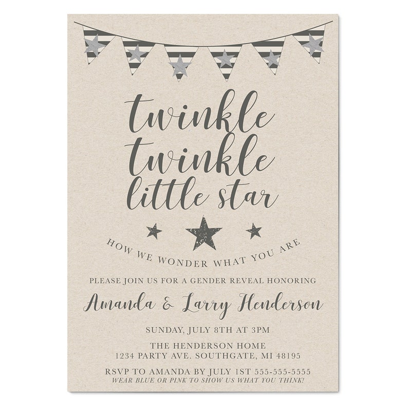 Rustic Gender Reveal Invitation Rustic Twinkle Twinkle Little - Etsy