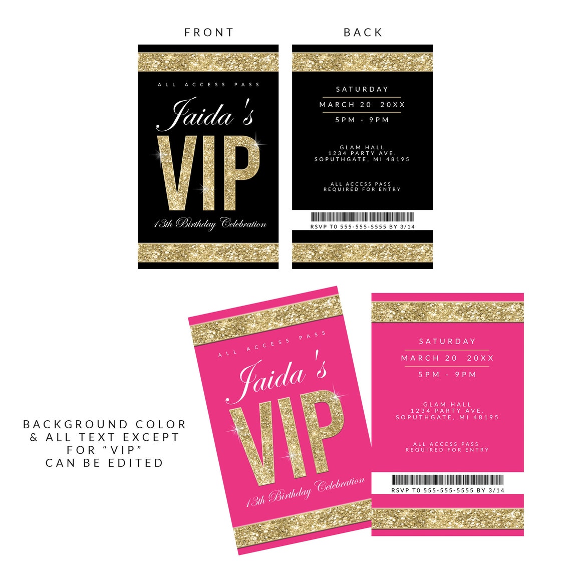 VIP Invitation Gold VIP Insert for Lanyard VIP Pass - Etsy