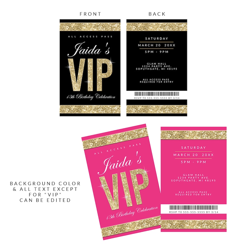 VIP Invitation, Gold VIP Insert for Lanyard, VIP Pass Invitation, Vip ...