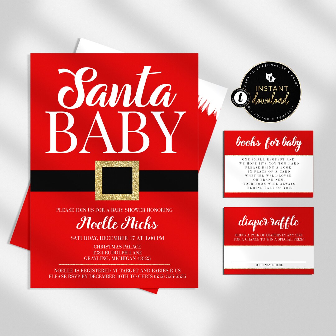Santa Baby Shower Invitations, Winter Baby Shower Invitations ...