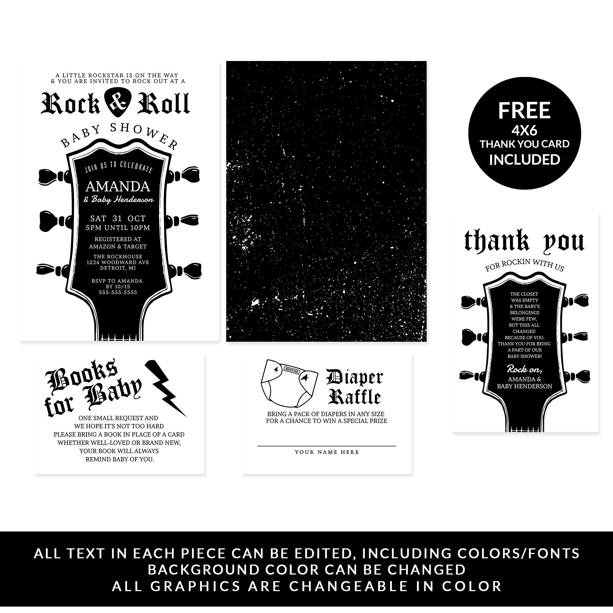 Invitaciones Para Baby Shower De Rock And Roll Invitación Baby Shower