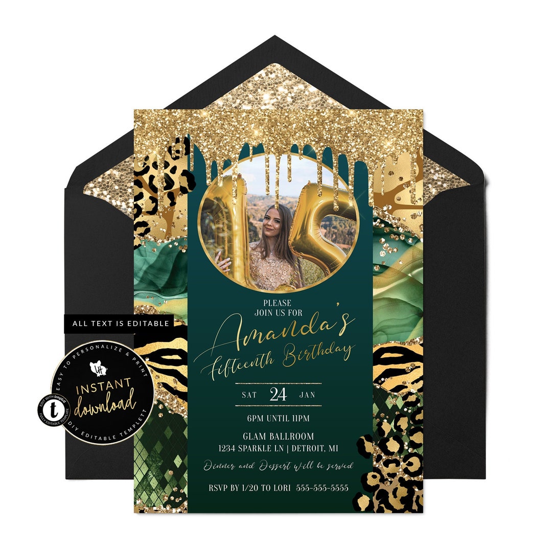 Animal Print Photo Invitation, Jungle Invitation, Leopard Print Invite ...