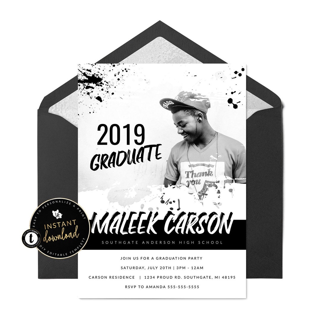 Modern Graduation Invitation, Guys Graduation Invitation, Graduation ...