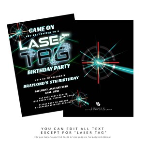 Laser Tag Invitation, Laser Tag Birthday, Laser Tag Party Invitation ...