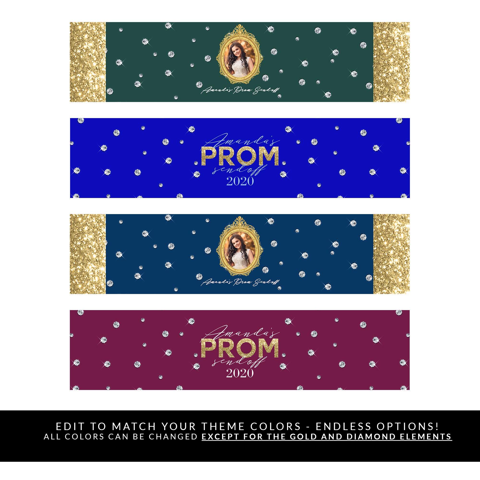 Prom Send-off Water Bottle Label Prom Printable Labels Glam Prom Party ...