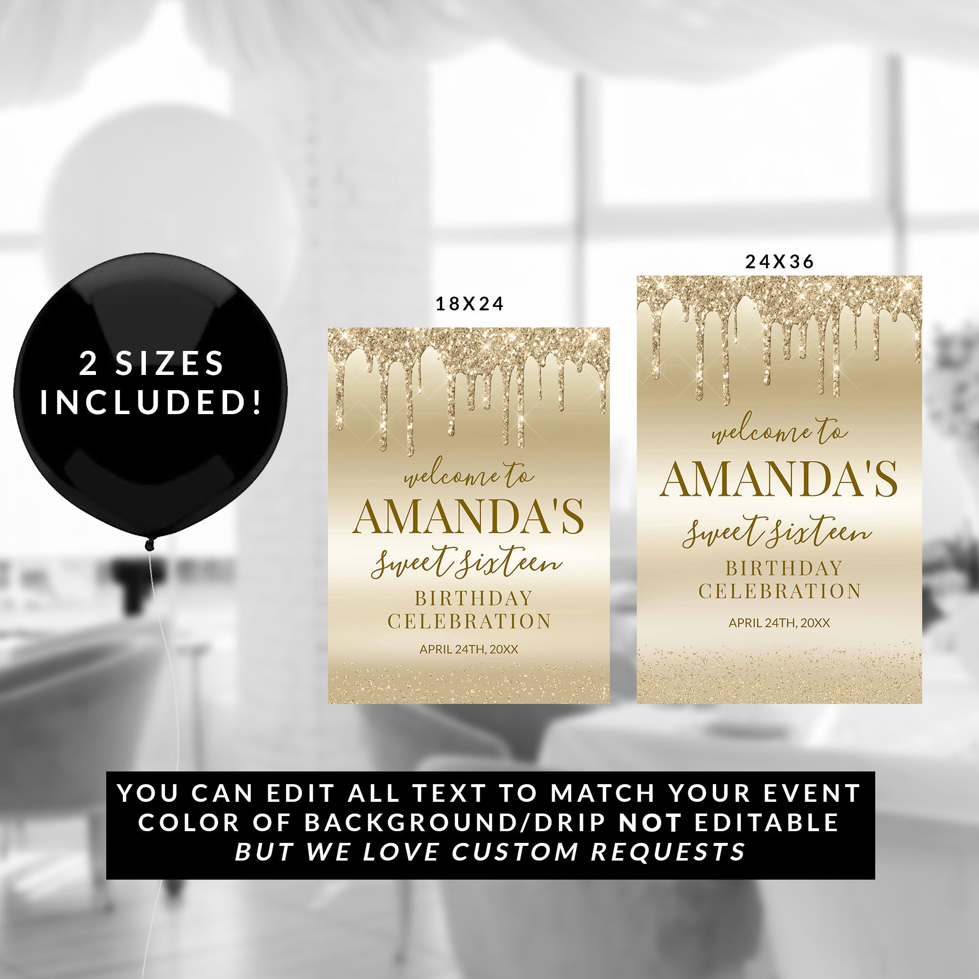 Dripping Gold Welcome Sign Glitter Dripping Gold Poster - Etsy