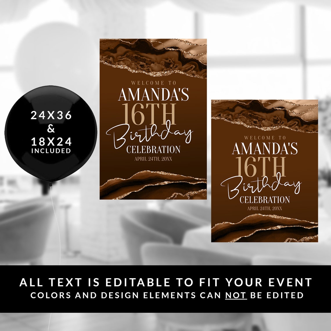 Brown Welcome Sign Brown Agate Welcome Poster Neutral Color - Etsy