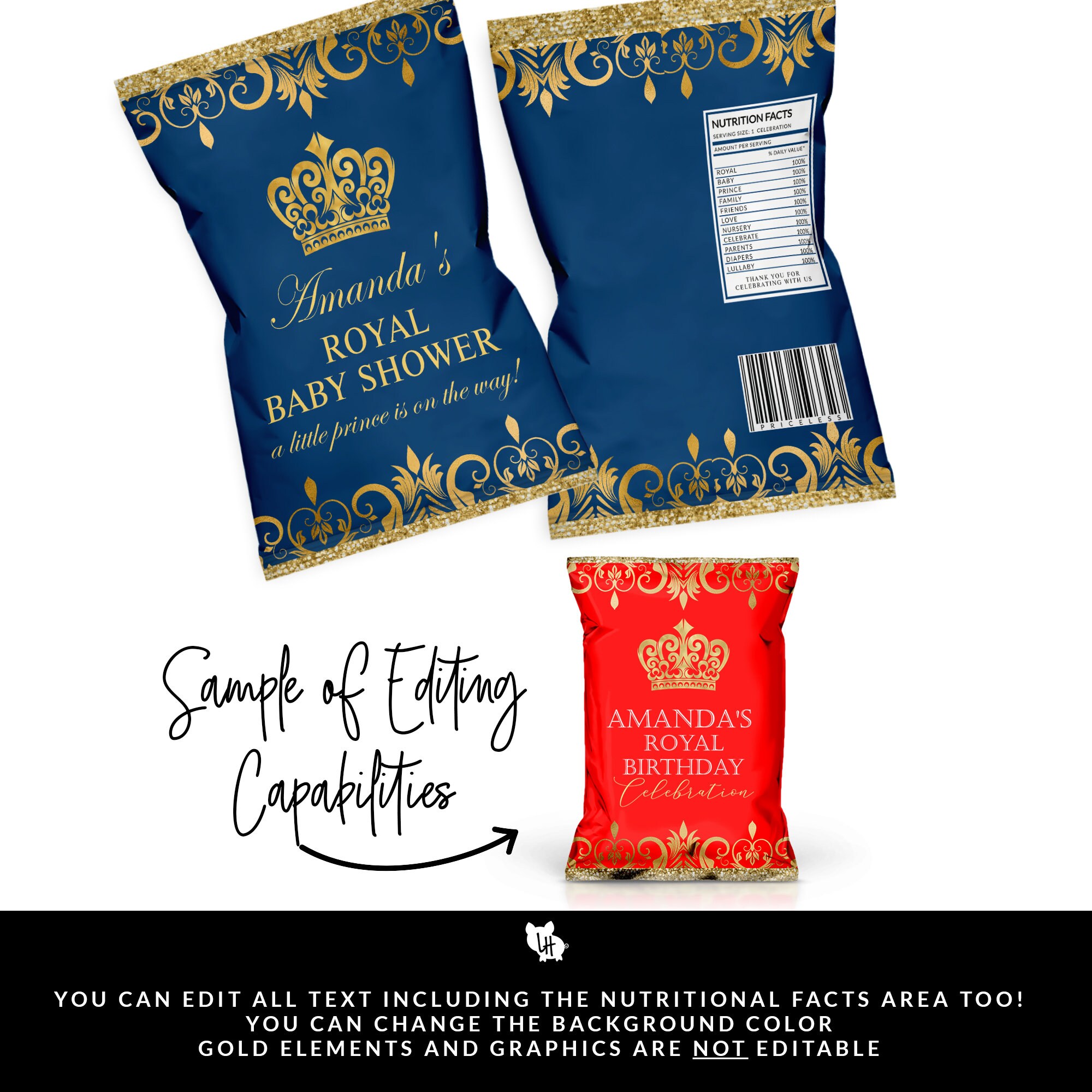 Royal Crown Chip Bag, Royal Baby Shower, Royal Birthday, Prince Baby ...