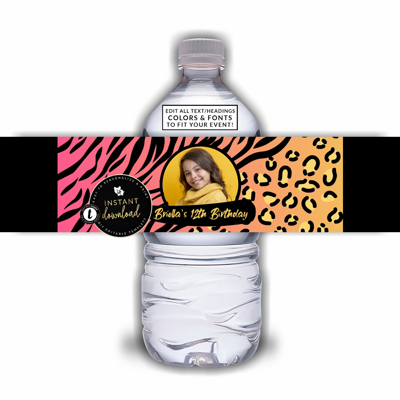 Animal Print Water Bottle Labels Leopard Print Water Labels | Etsy