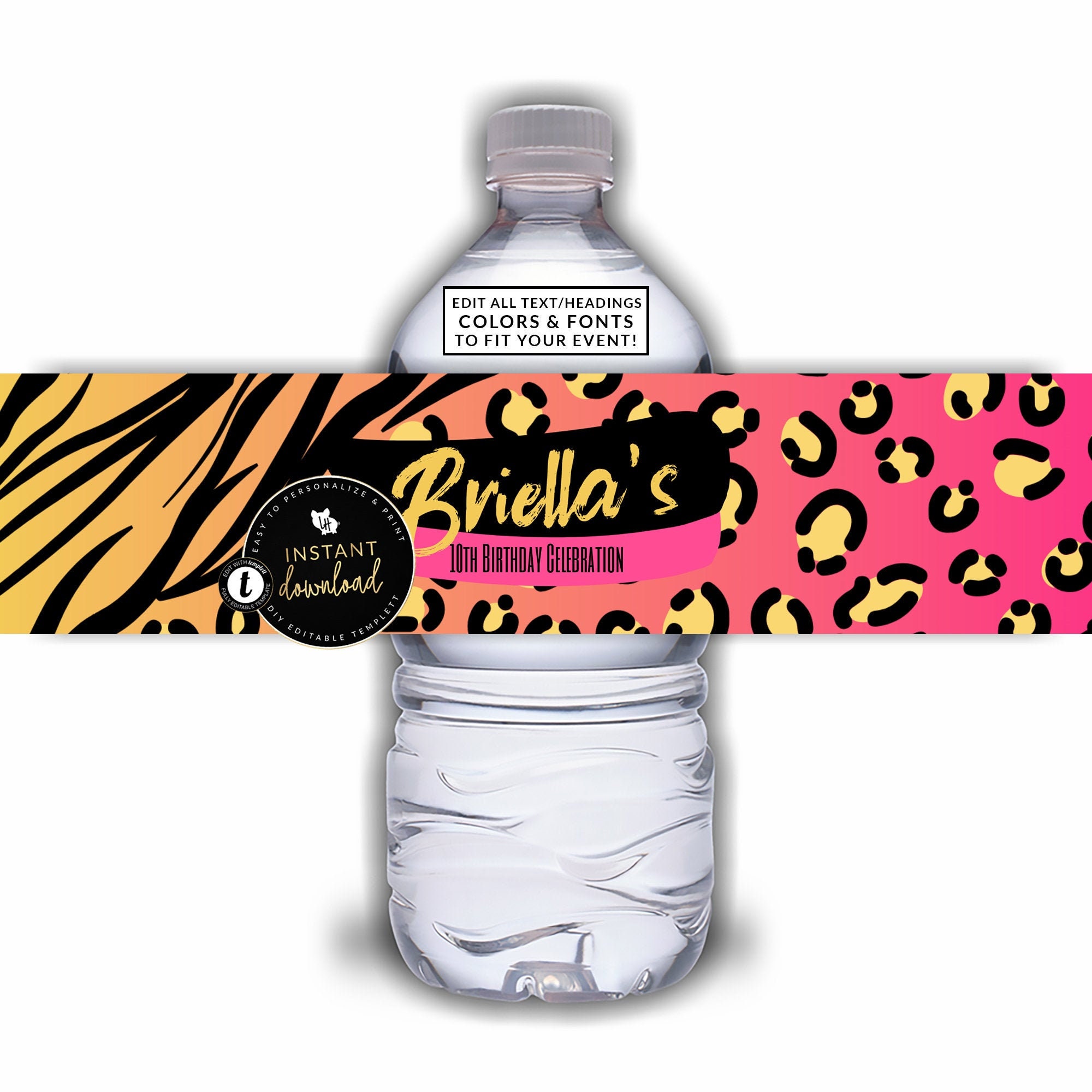 Animal Print Water Bottle Labels Leopard Print Water Labels | Etsy