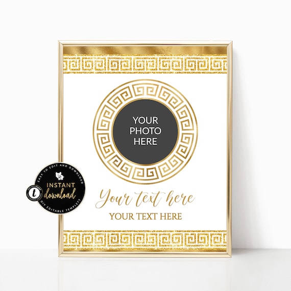 Gold Greek Key Sign Greek Birthday Signage Grecian Photo - Etsy