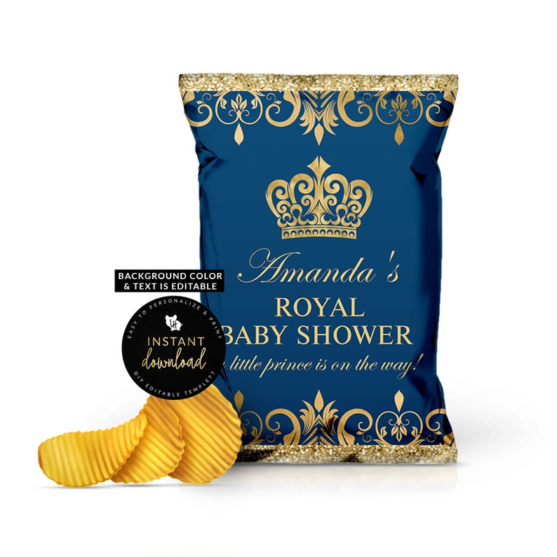 Royal Crown Chip Bag, Royal Baby Shower, Royal Birthday, Prince Baby ...