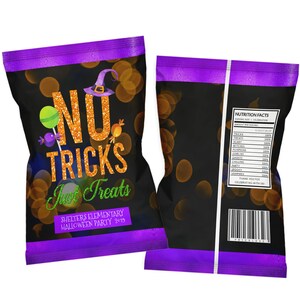 No Tricks Just Treats Printable Snack Bag, Halloween Chip Bag ...