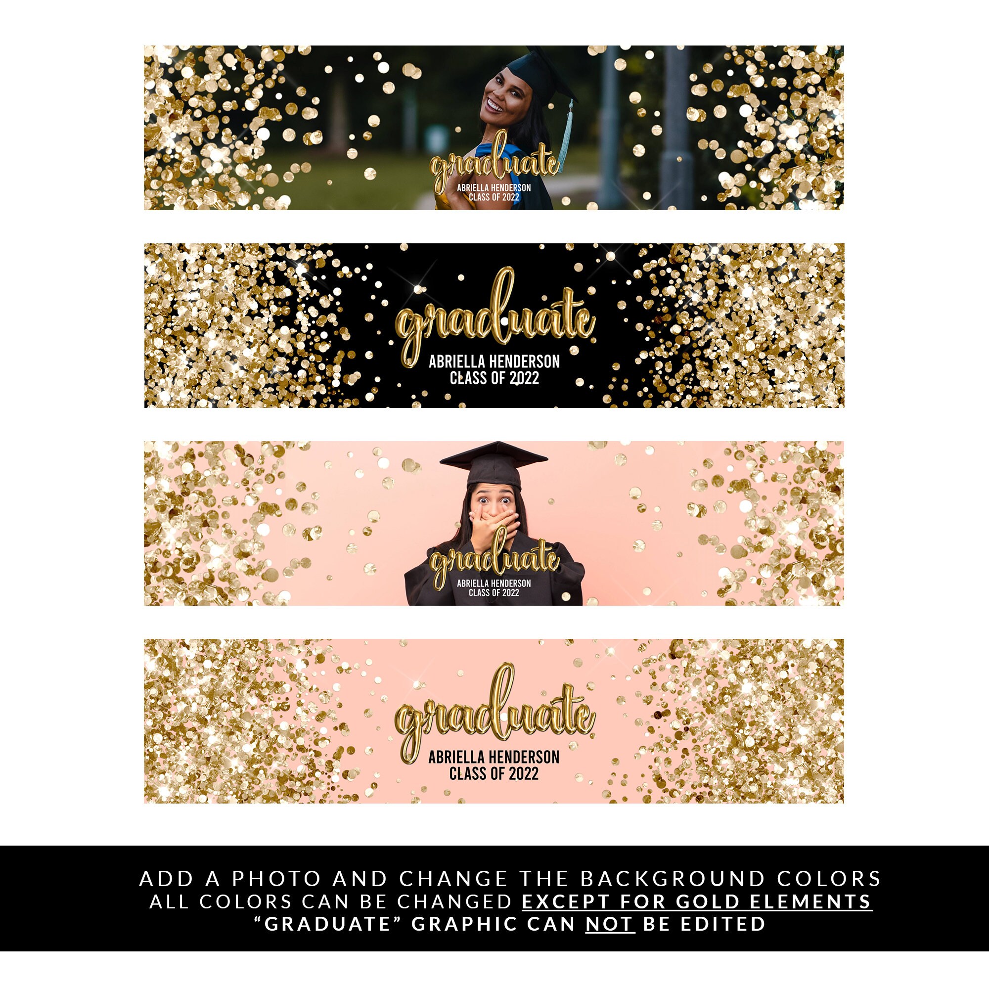 Graduation Water Label Gold Graduate Water Label Gold - Etsy