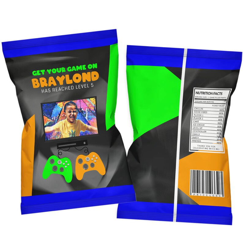 Video Game Party Chip Bag Video Game Birthday Gamer Chip - Etsy