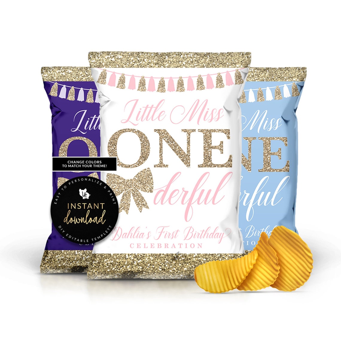 Little Miss Onederful Chip Bag, Miss Onederful Printable Chip Bag ...