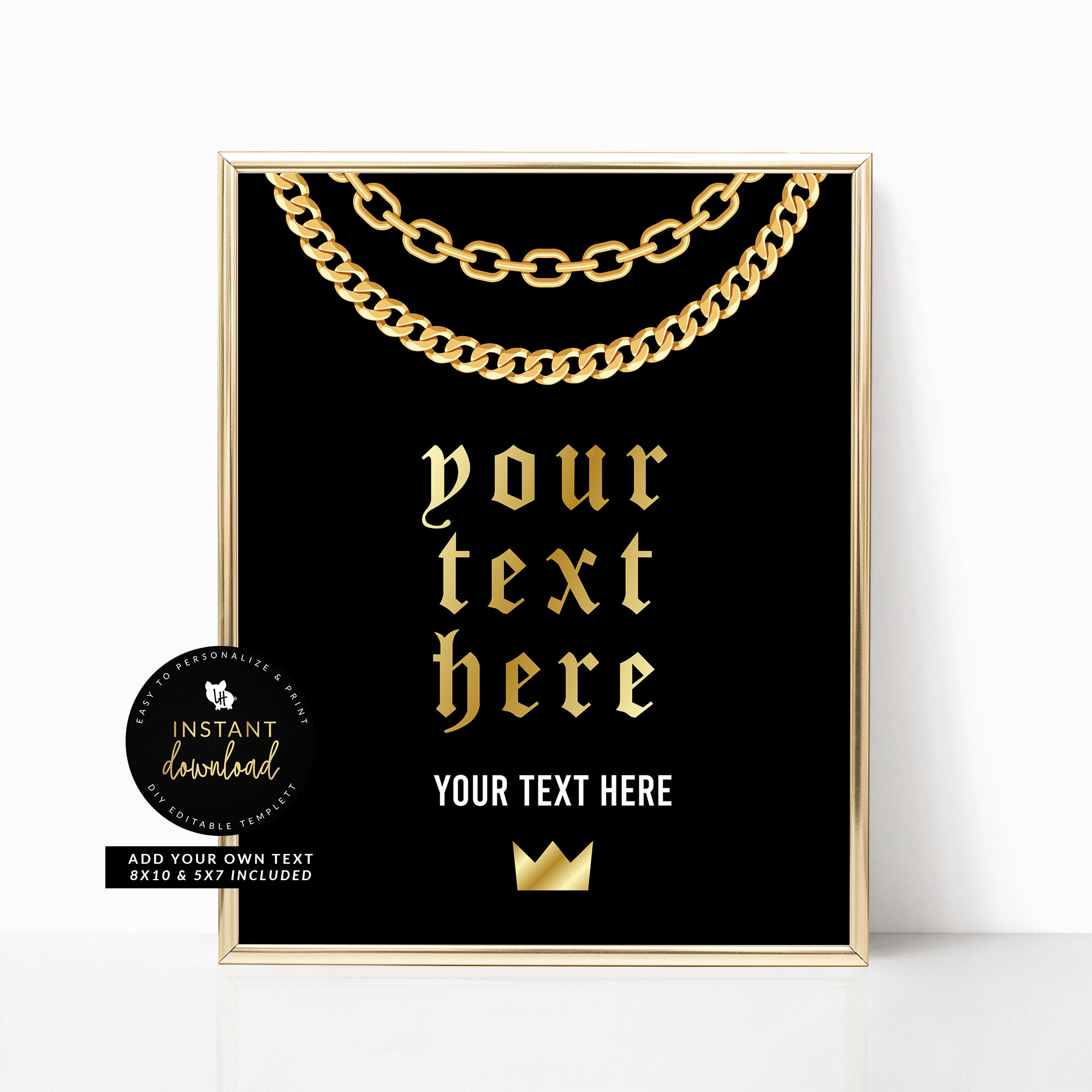 Editable Hip Hop Sign, Gold Chain Sign, Hip Hop Party Sign, Hip Hop ...